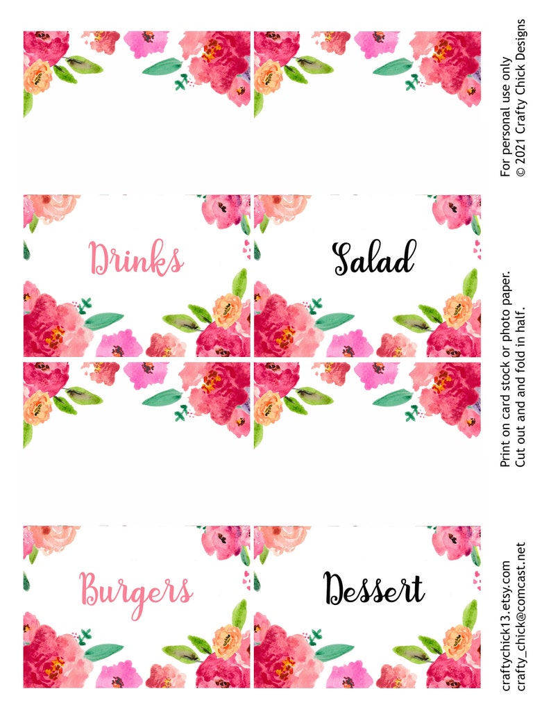 Editable Graduation Food Cards, Buffet Card Labels, Floral Graduation ...