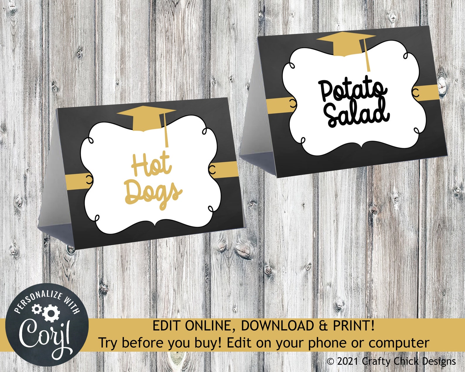 Editable Graduation Food Card Labels, Buffet Card Labels, Graduation ...