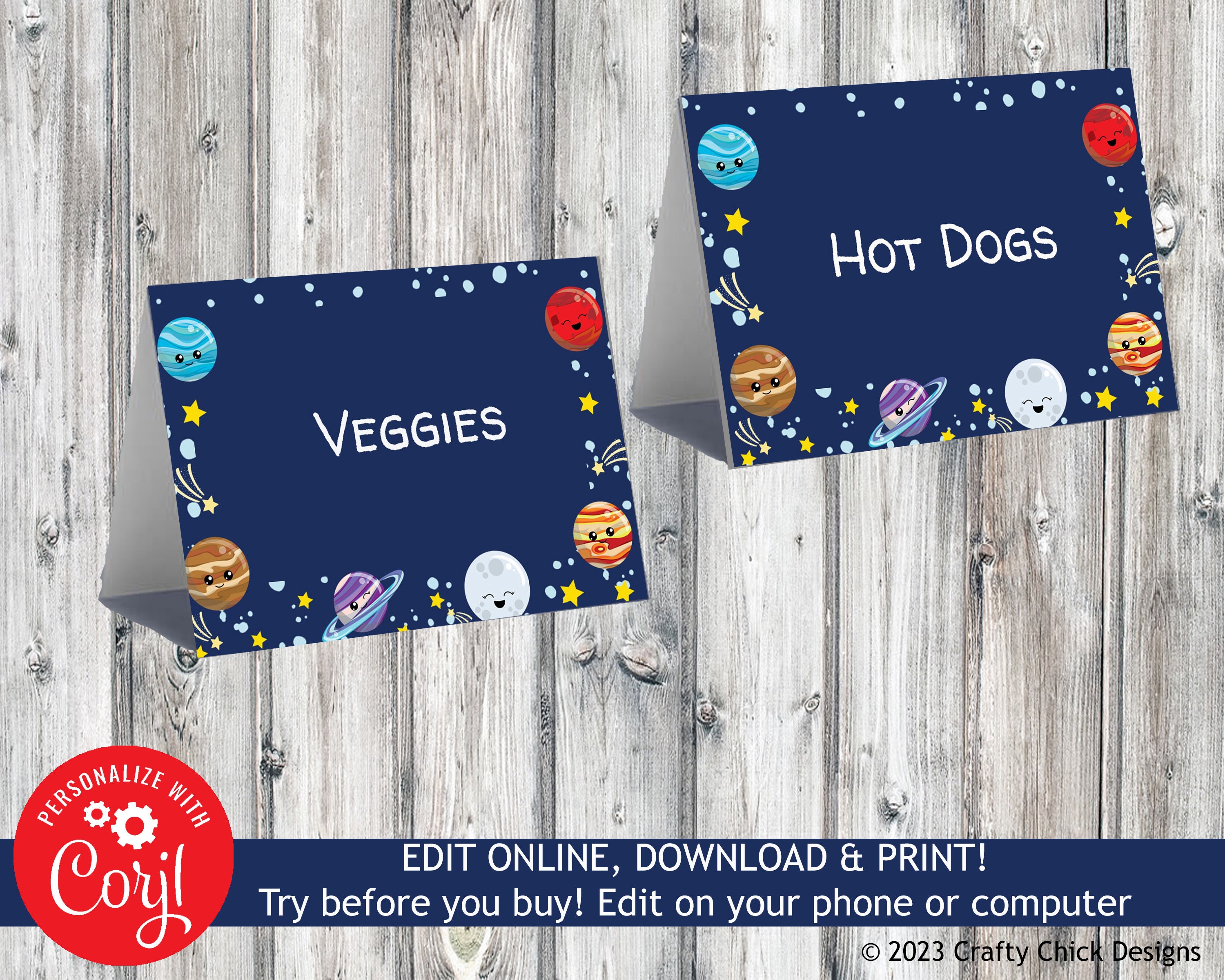 Editable Outer Space Birthday Buffet Cards, Space Birthday Food Labels ...