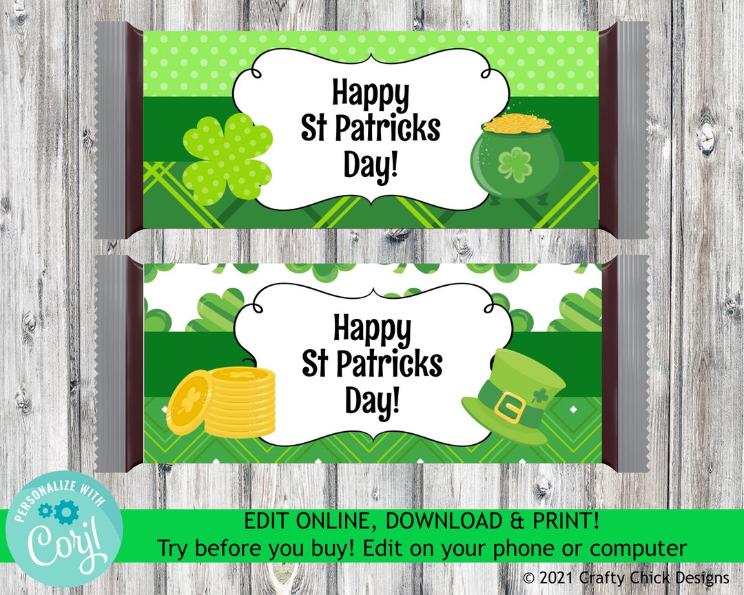 Editable St Patricks Day Candy Bar Wrappers, Printable St Patricks Day ...