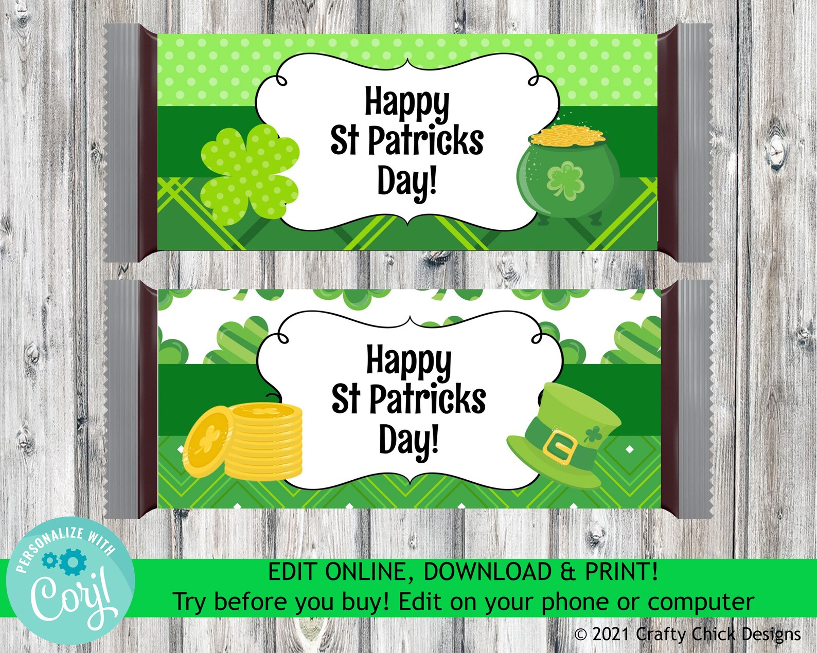 Editable St Patricks Day Candy Bar Wrappers, Printable St Patricks Day ...