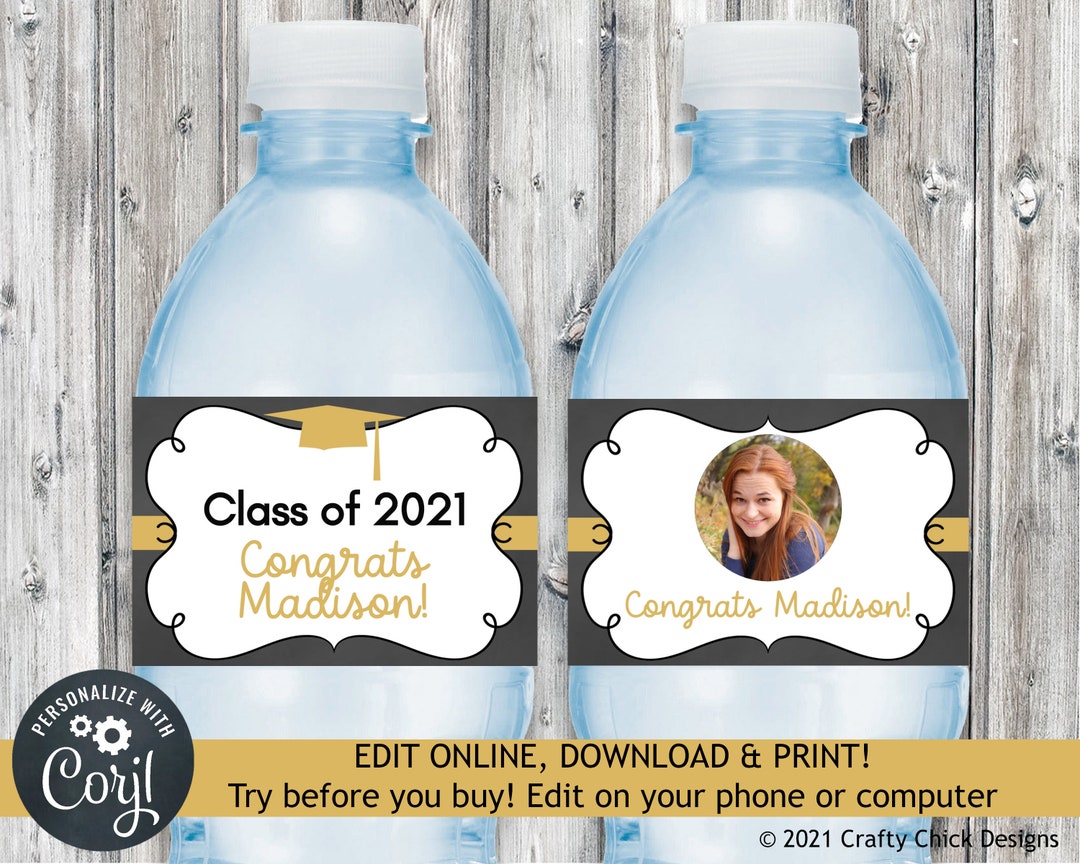 Editable Graduation Water Bottle Labels, Graduation Water Bottle ...