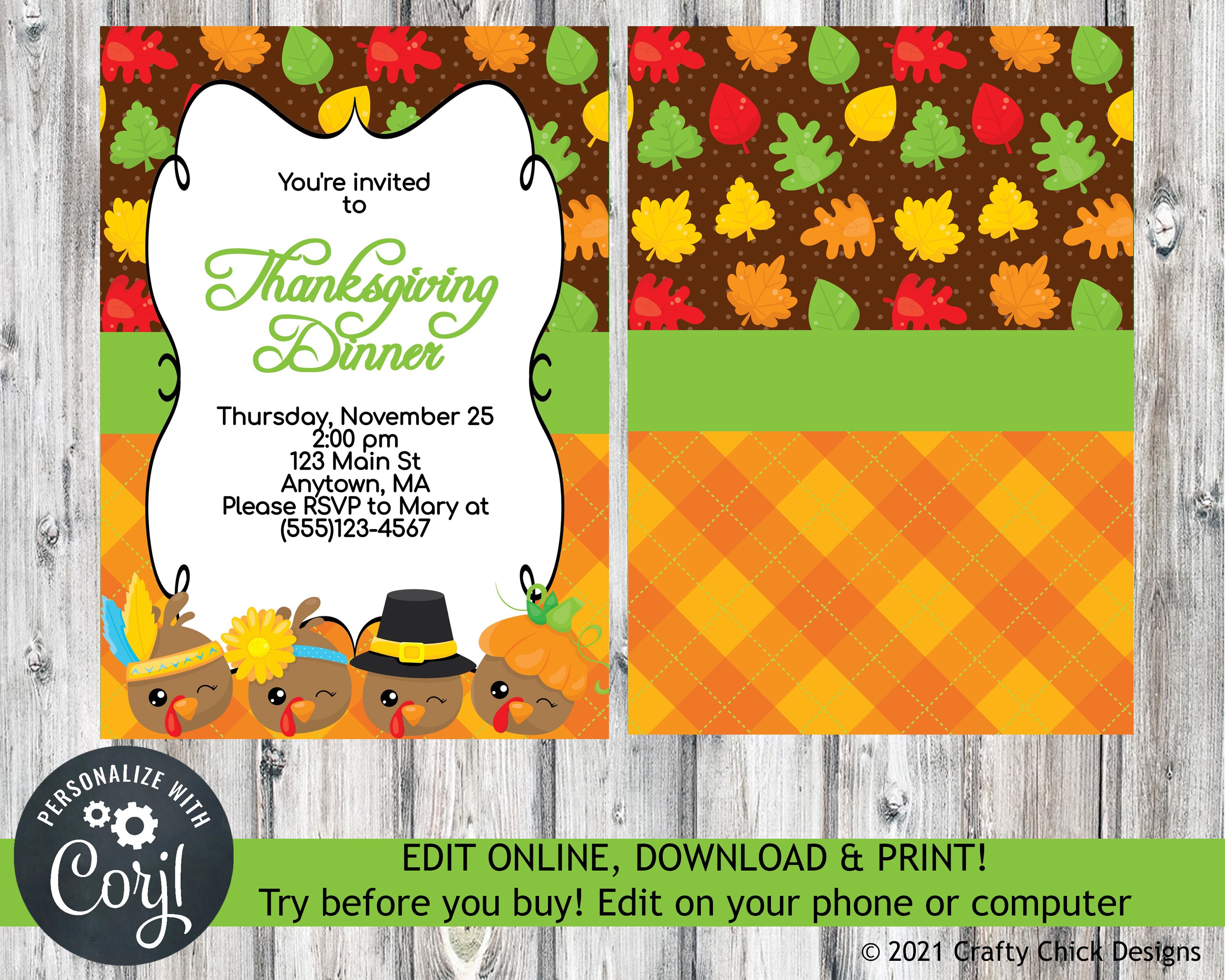 Editable Thanksgiving Printables Thanksgiving Invitation - Etsy