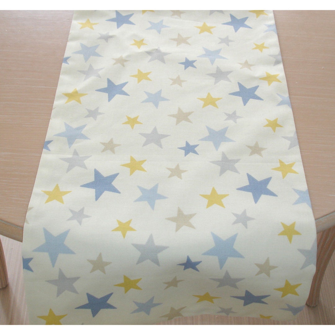 Table Runner Stars Blue Yellow Grey Beige Gray Dining Tableware 3ft 4ft ...
