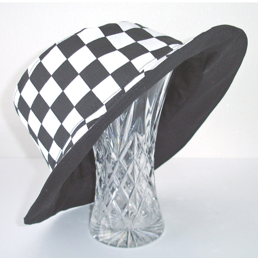 Two Tone Ska Hat - Black and White Check Bucket Hat - Cotton Sun Hat ...