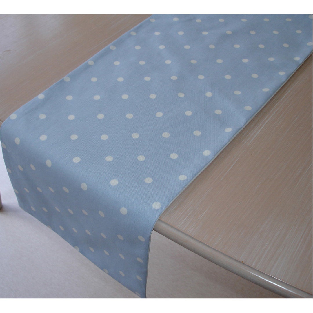 Table Runner Blue and White Polka Dots Spots Light Baby Blue Gray ...