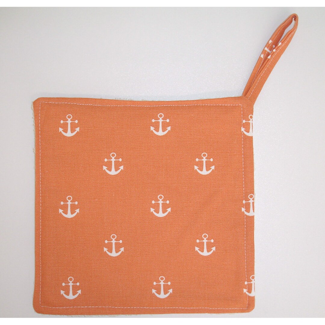 Anchor Pot Holder Kitchen Pad Mat Potholder Orange Anchors Kitchenware ...