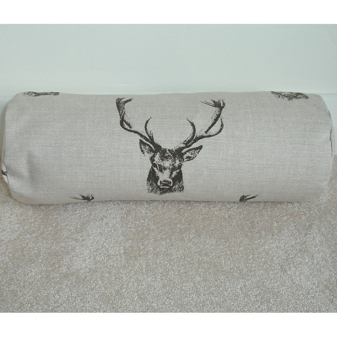 Stag Head Bolster Cover 8x18 Wildlife Stags Grey Rounded-end - Etsy UK