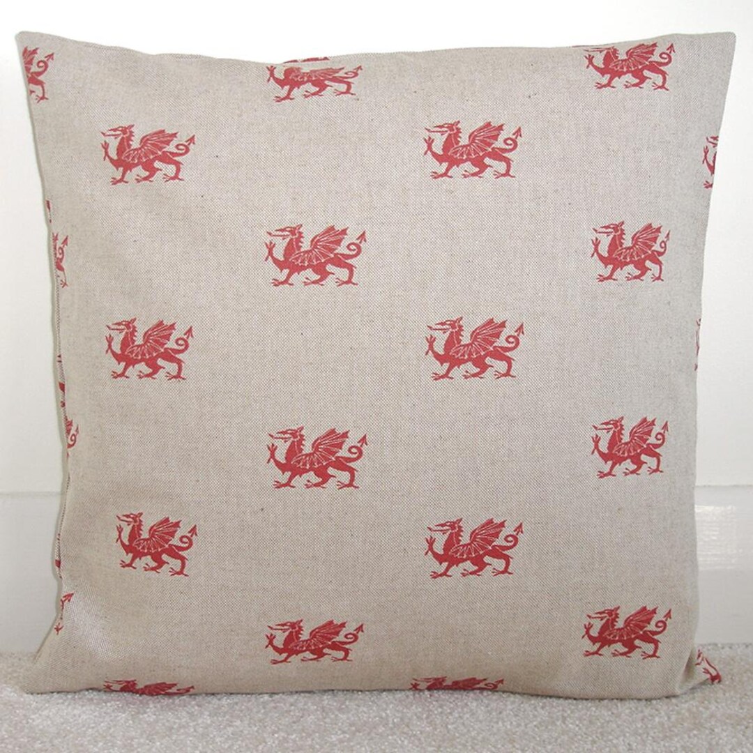 Welsh Red Dragon Y Ddraig Goch Cushion Cover 16x16 Pillow Sham Case ...