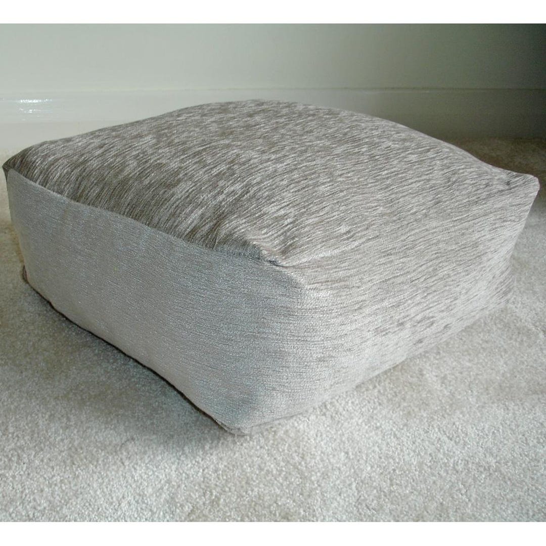 Box Cushion Cover Chenille Seat Booster Beige Square Upholstered Boxed ...