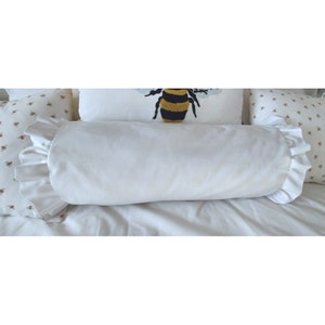 White Ruffle Cylinder Pillow - Etsy