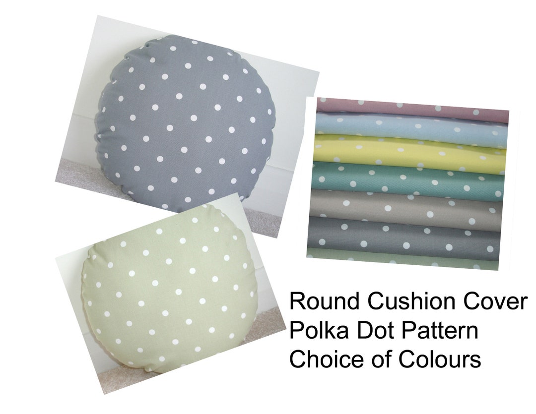 Round Circular Pillow Cover 16" Cushion Sham Flat Circle Polkadot Polka ...