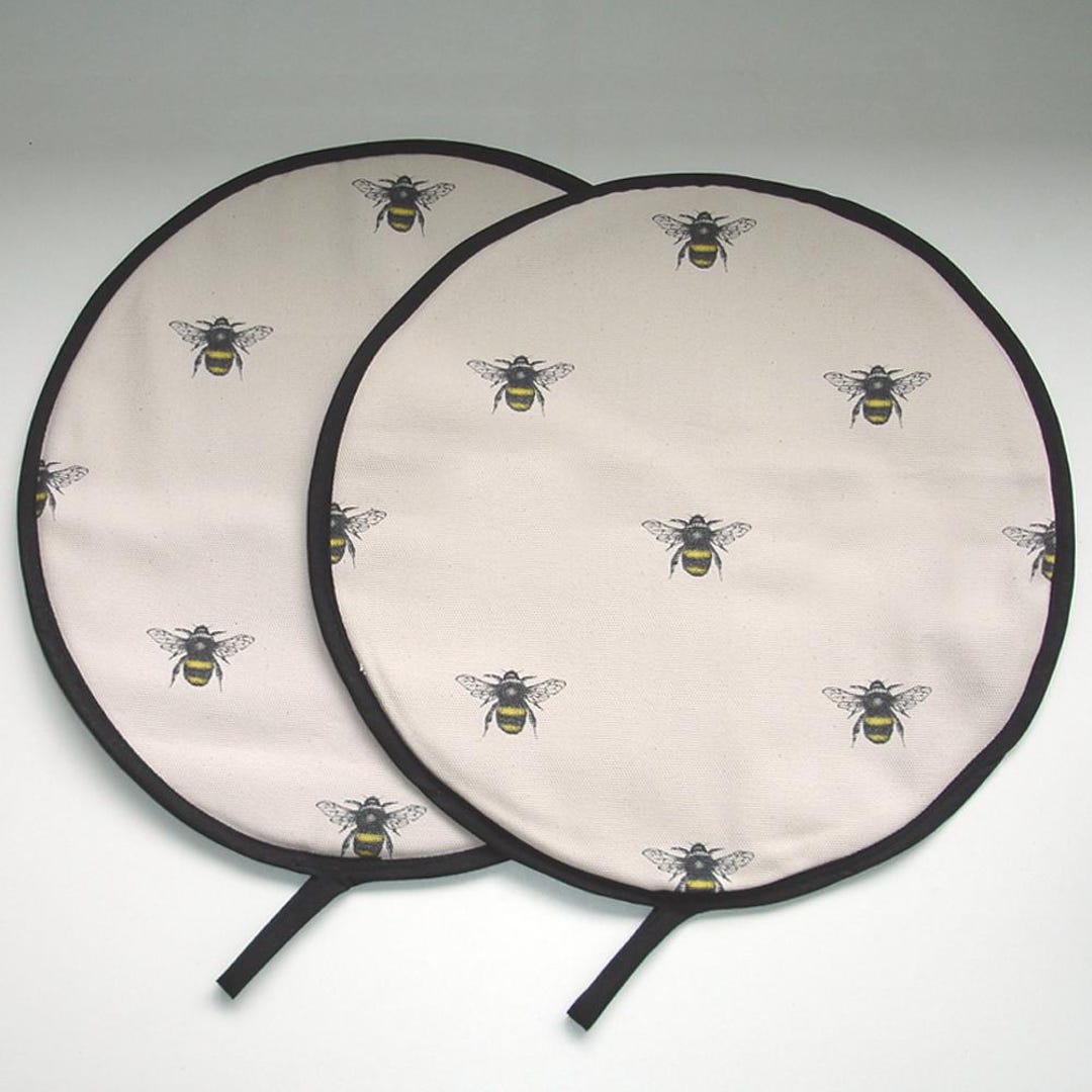 Bee Aga Hob Lid Covers Bees Hotplate Mat Pad Round Hat Cover With Loop ...