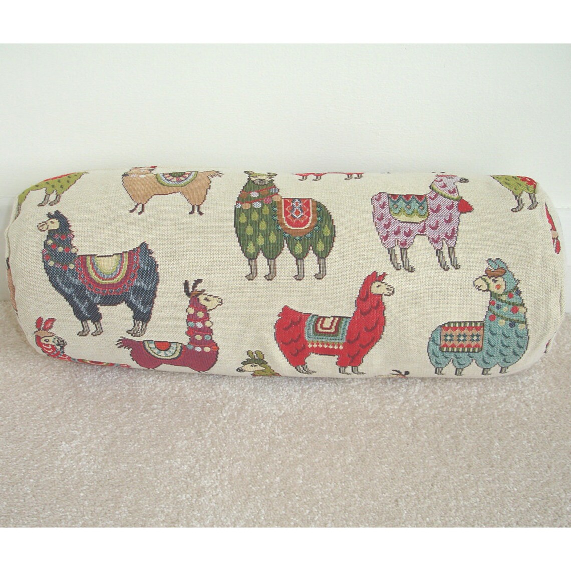 Llama Bolster Cover Cushion Case 16" 18" Alpaca Llamas Round Cylinder ...