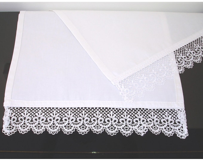 Home Altar Cloth White Lace Trimmed SMALL Church Tablecloth 36" X 14 ...