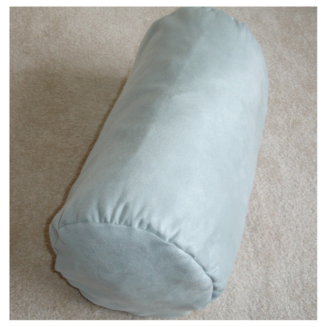 Faux Suede Pale Blue Cylinder Bolster Pillow Cover 16" 18" Round Ended ...