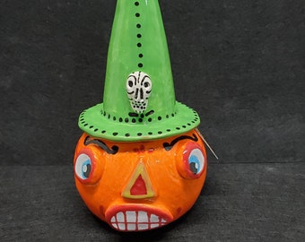 Halloween Anthropomorphic Ceramic Orange Pumpkin Snail Rattle ...