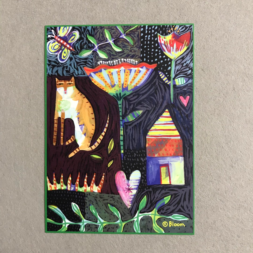 Orange Tabby Cat Heart House 5 X 7 Print From Sharon Bloom - Etsy