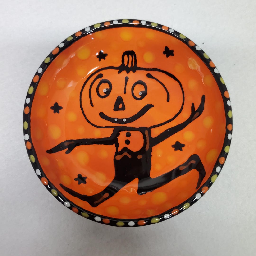 Halloween Ceramic Running Pumpkin Man Mini Dish by Sharon Bloom Designs ...