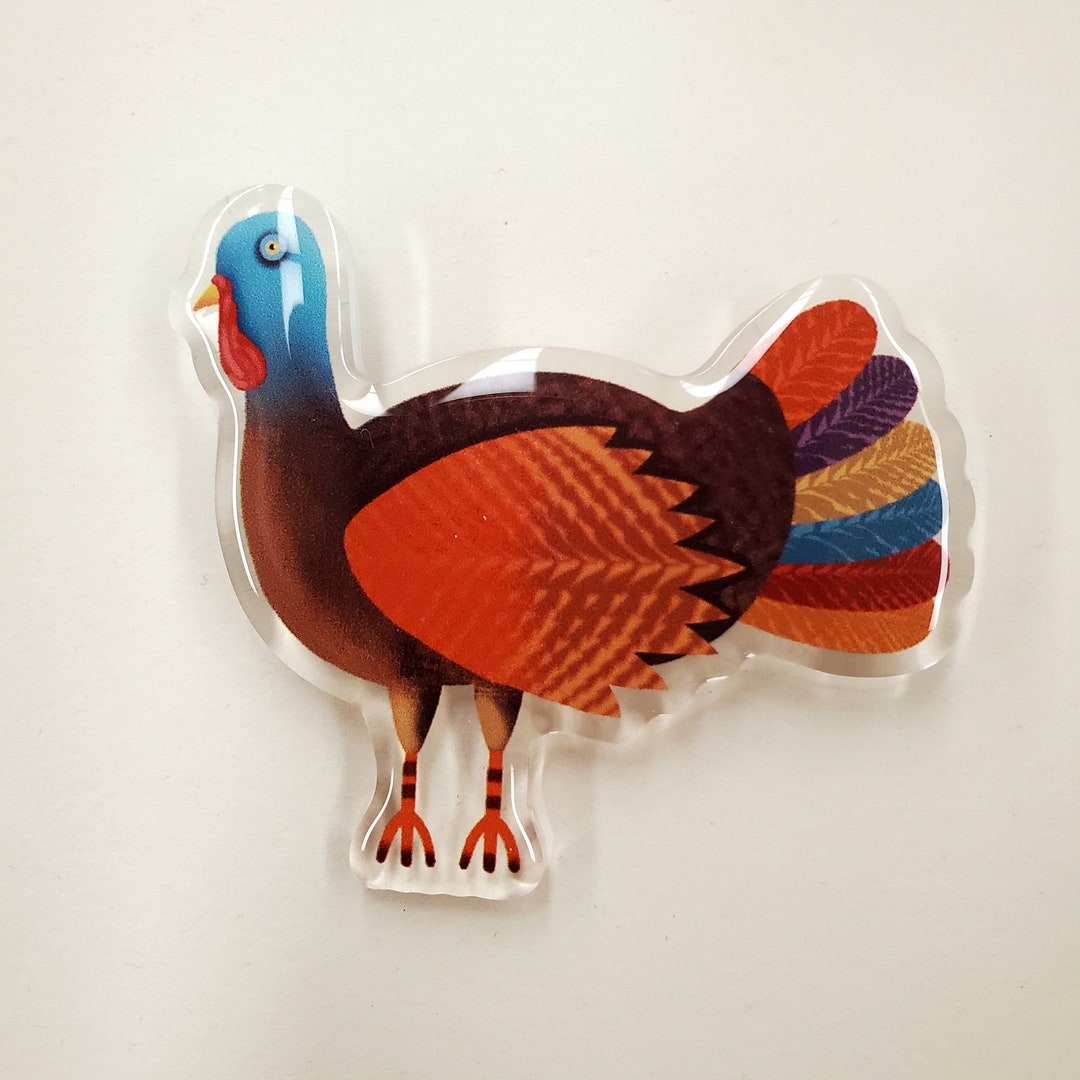 Thanksgiving Autumn Turkey Fancy Domed Acrylic Pin by Sharon Bloom ...