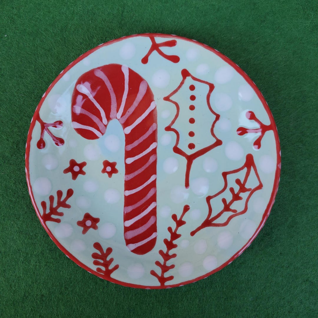 Christmas Hand Painted Candy Cane Mini PLATE by Sharon Bloom Designs - Etsy