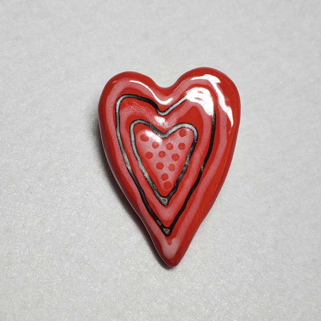 Ceramic Heart Brooch Pin Handmade by Sharon Bloom Designs - Etsy