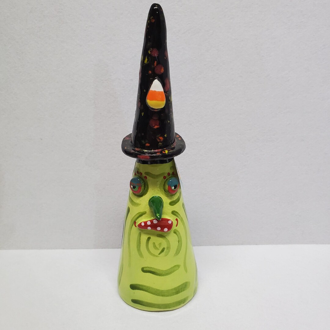 Halloween Ceramic Handmade Green Witch Rattle Noisemaker - Etsy