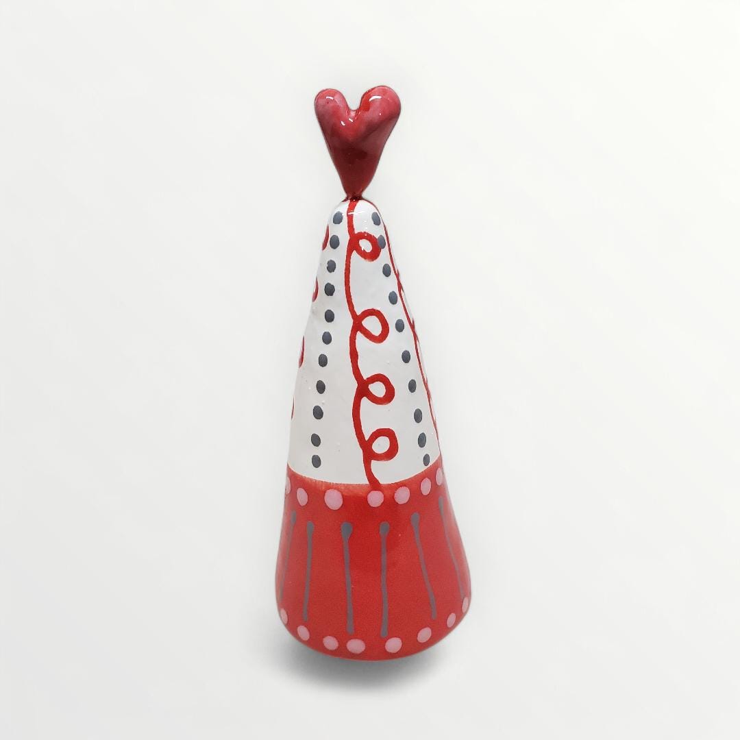 Ceramic White and Red Heart Tree Sculpture Decoration by Sharon Bloom ...