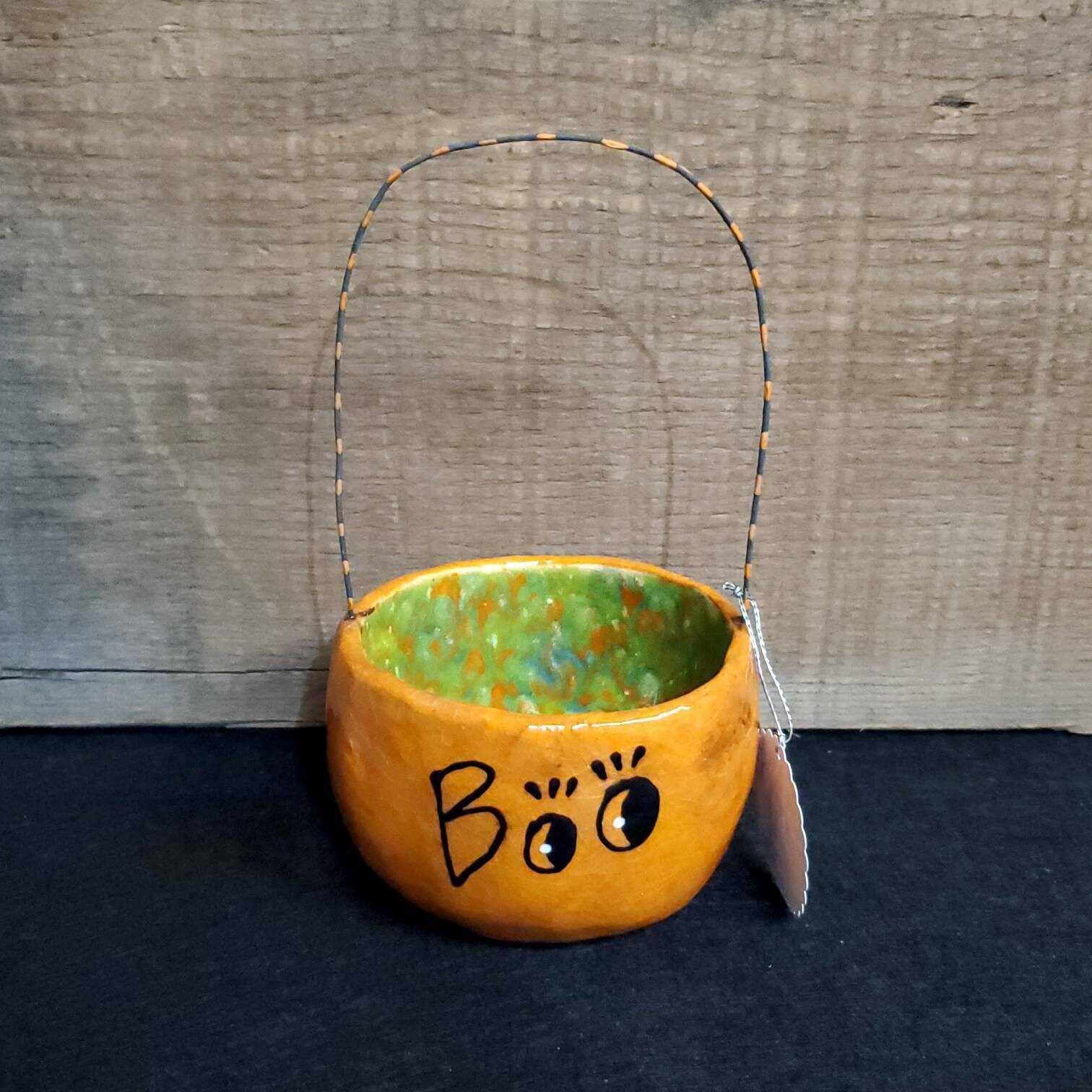 Sculpture Art Objects Halloween Anthropomorphic Orange Pumpkin BOO Pail ...