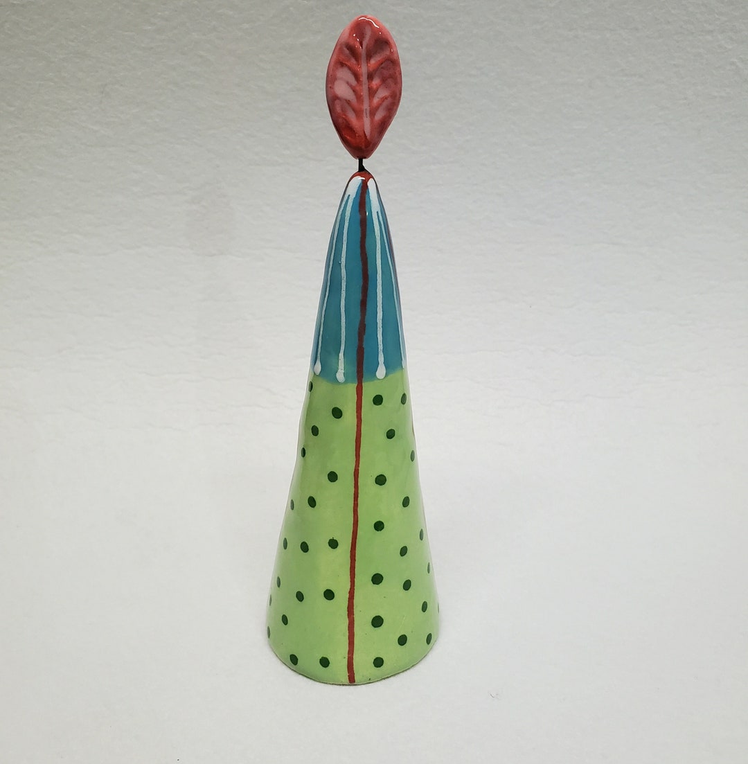 Christmas Ceramic Green With Red Leaf Tree Sculpture Decoration by ...
