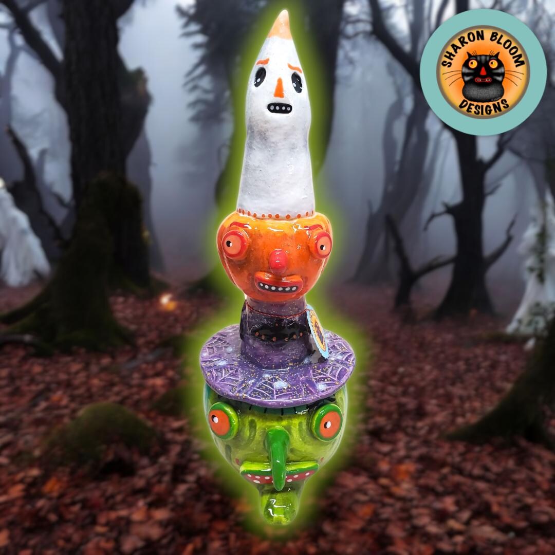 Halloween Ceramic Witch Pumpkin Jack-o-lantern Ghost Totem Sculptural ...