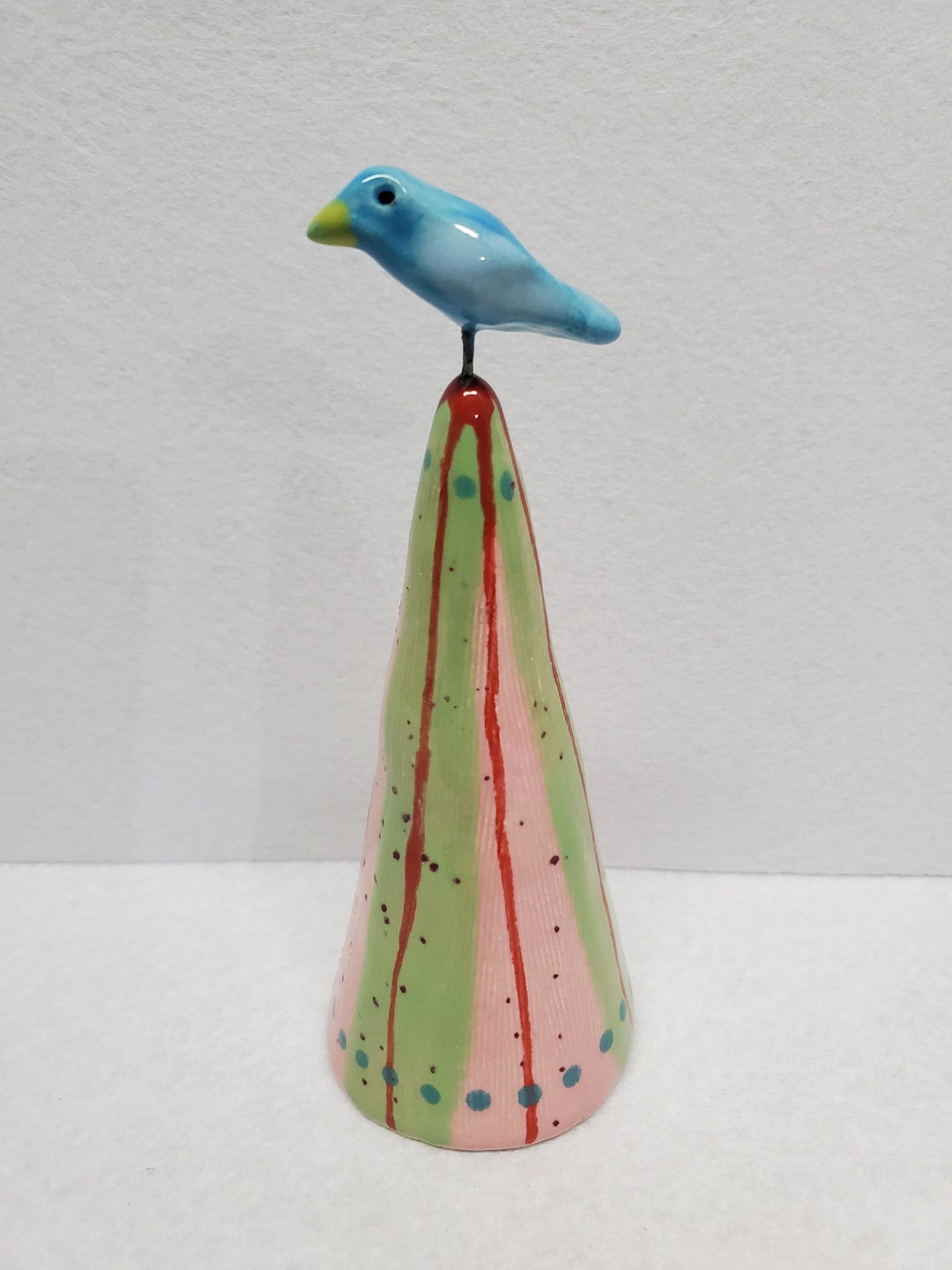 Christmas Ceramic Pink Speckle Bluebird Tree Sculpture Decoration by ...