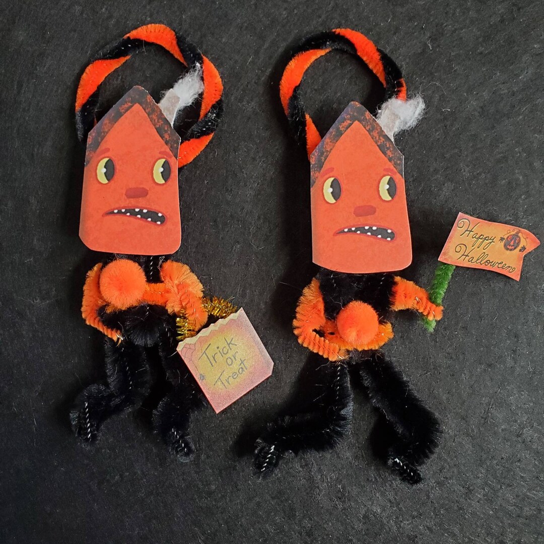 Halloween Chenille Ornament Set Gaunted Houses Handmade by Sharon Bloom ...
