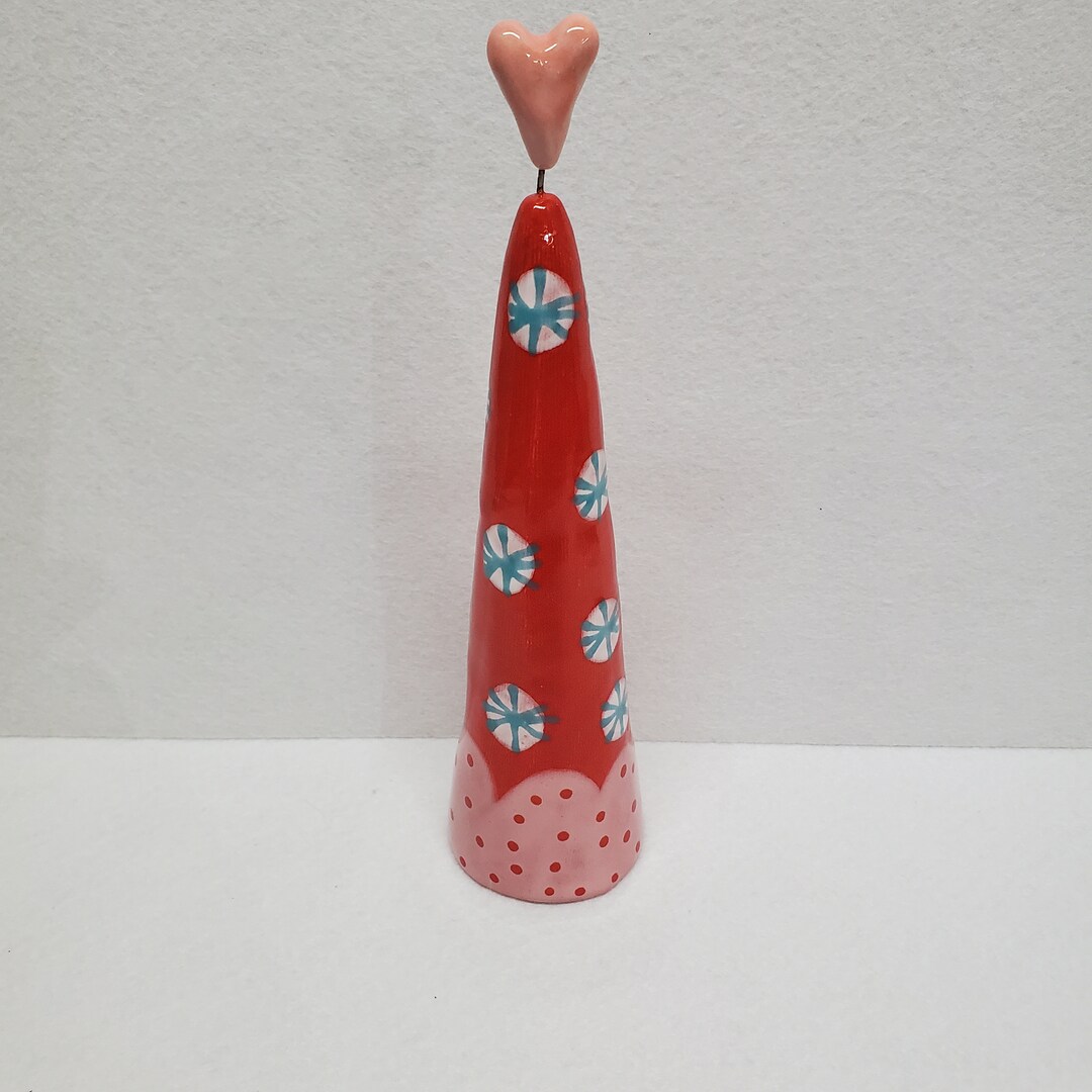Ceramic Red and Pink Heart Tree Sculpture Decoration by Sharon Bloom ...