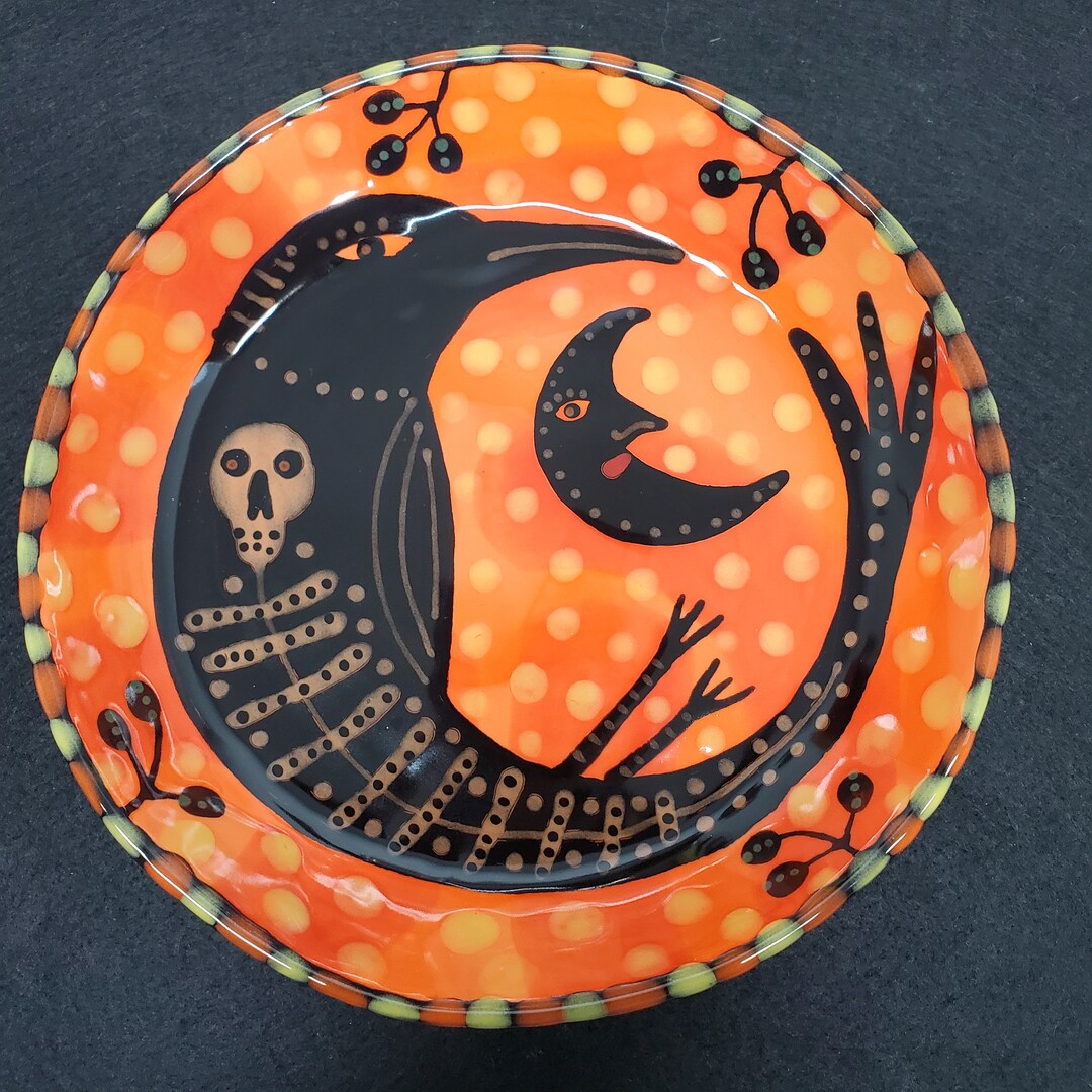 Halloween Blackbird Moon Medium Ceramic Dish by Sharon Bloom - Etsy