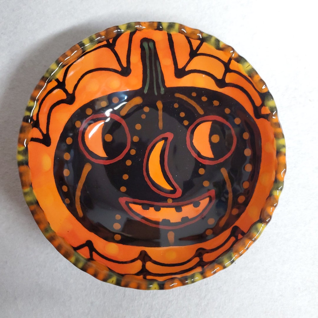 Halloween Ceramic Folk Art Pumpkin Jack-o-lantern Little Dapple Edge ...