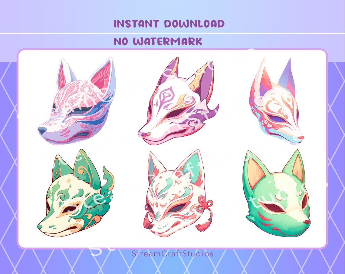 Vtuber Fox Mask Asset. Even More Japanese Fox Masks for Streaming - Etsy