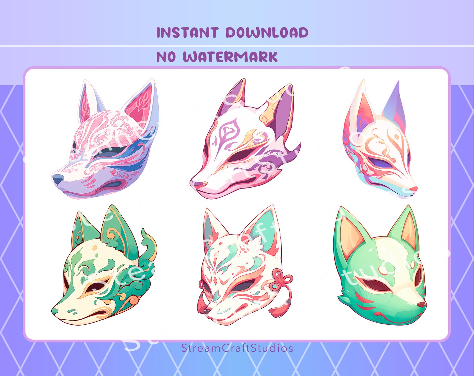 Vtuber Fox Mask Asset. Even More Japanese Fox Masks for Streaming - Etsy