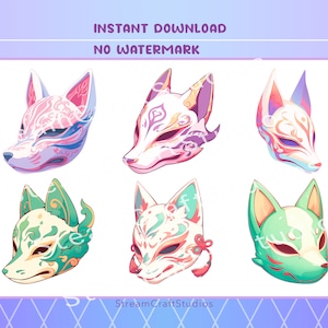 Vtuber Fox Mask Asset. Even More Japanese Fox Masks for Streaming - Etsy