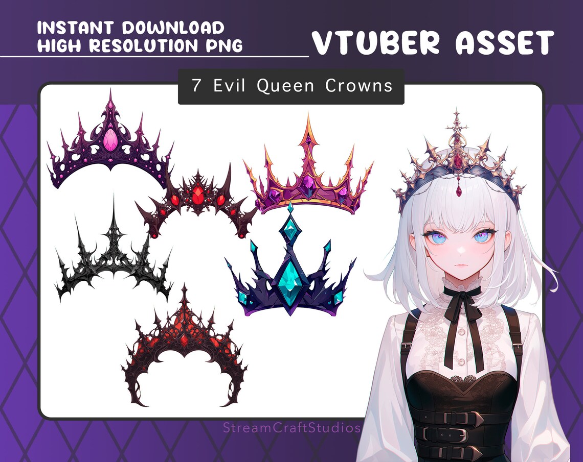 Vtuber Asset Evil Queen Crowns - Etsy