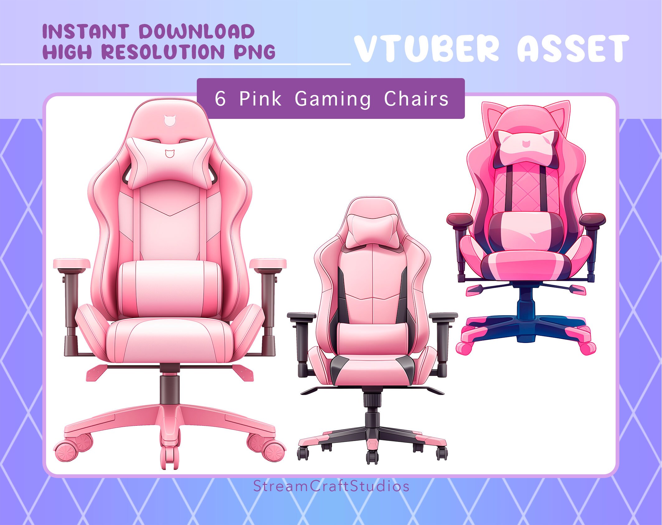 Vtuber Pink Gaming Chair Assets - Etsy