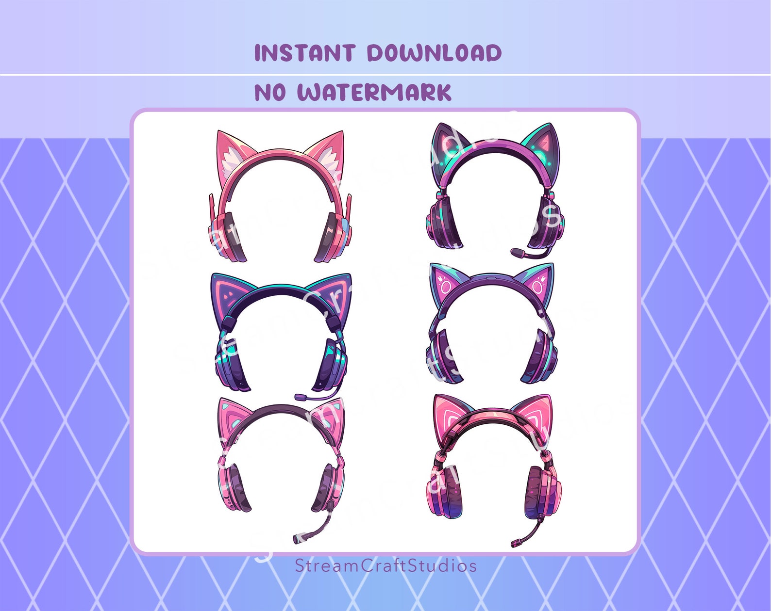 Vtuber Cat Ear Headphones Asset - Etsy