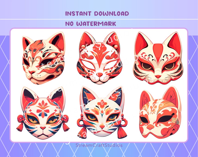 Vtuber Japanese Cat Mask Assets - Etsy