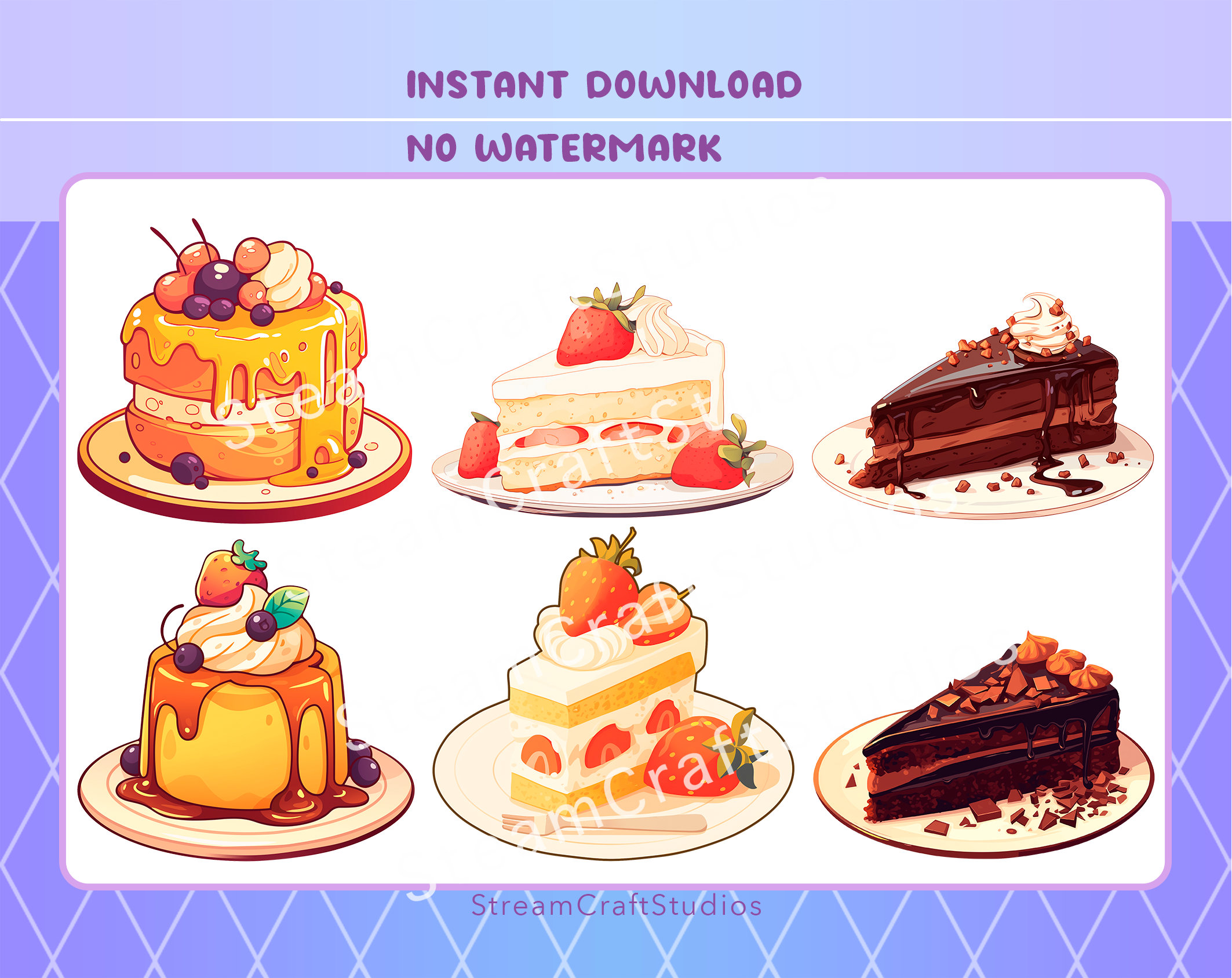 Vtuber Assets Cute Delicious Looking Cakes - Etsy