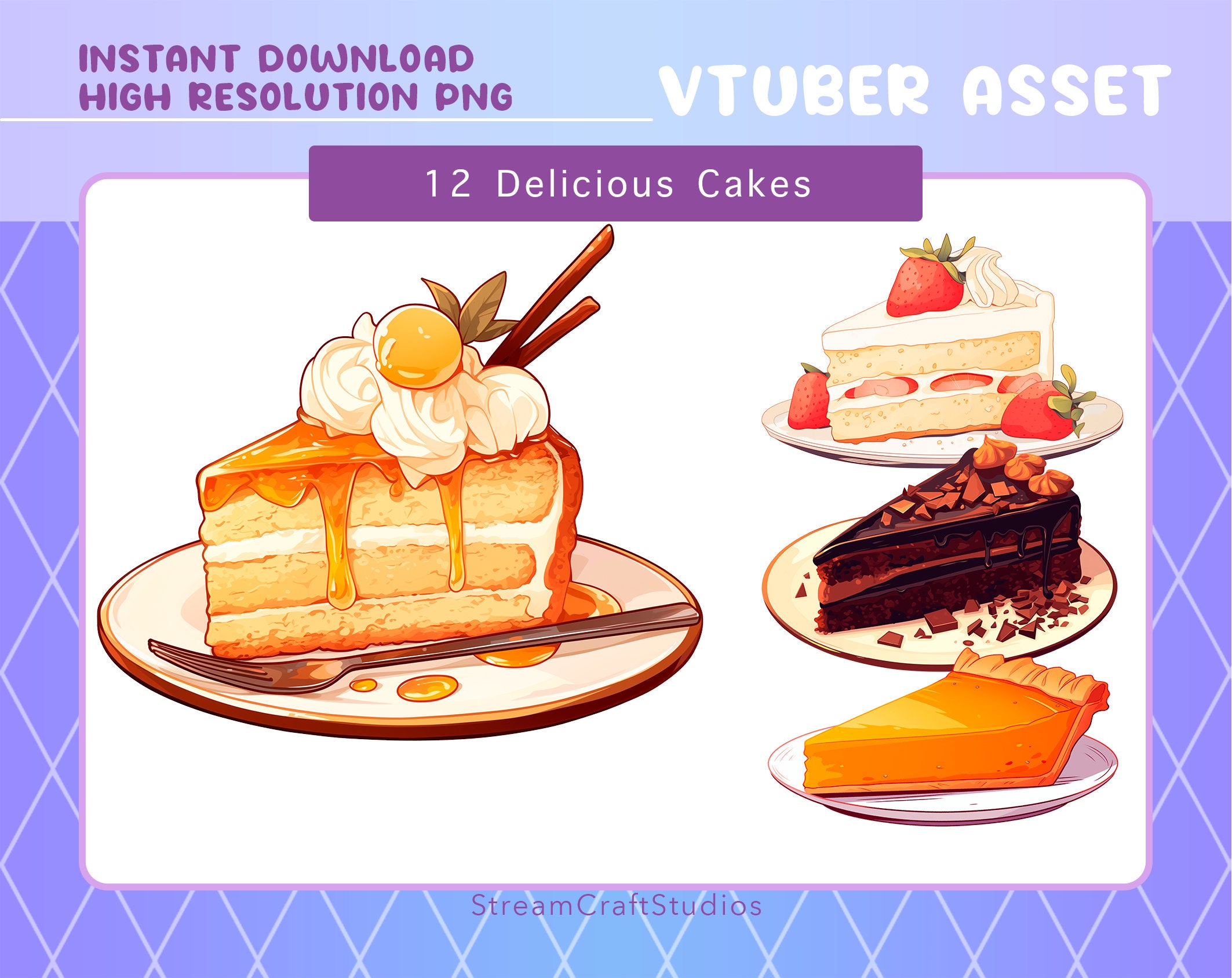 Vtuber Assets Cute Delicious Looking Cakes - Etsy