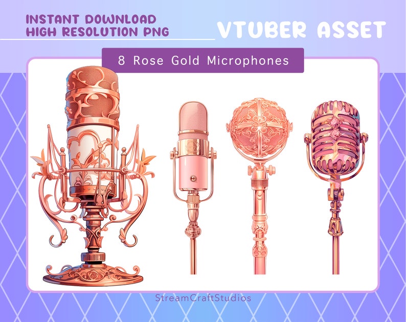Vtuber Rose Gold Microphone Assets - Etsy