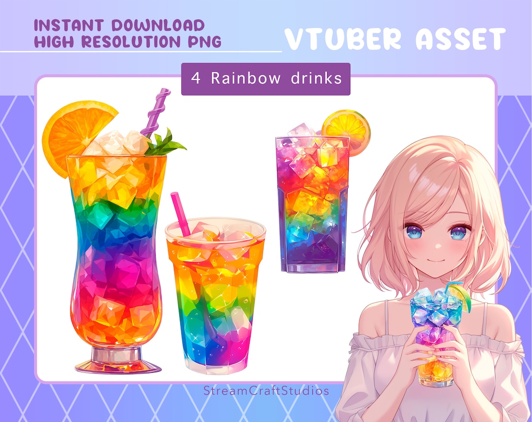 Vtuber Rainbow Drink Asset - Etsy