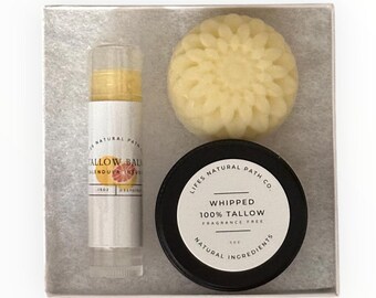 Tallow Moisturizing Cream, Tallow Lip Balm, Tallow Soap Bar, Grass Fed ...