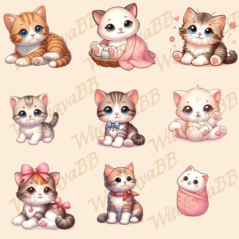 Cat Clipart | 20 PNG Cat Clip Art | Cat Clipart Bundle | Bundle Cat ...