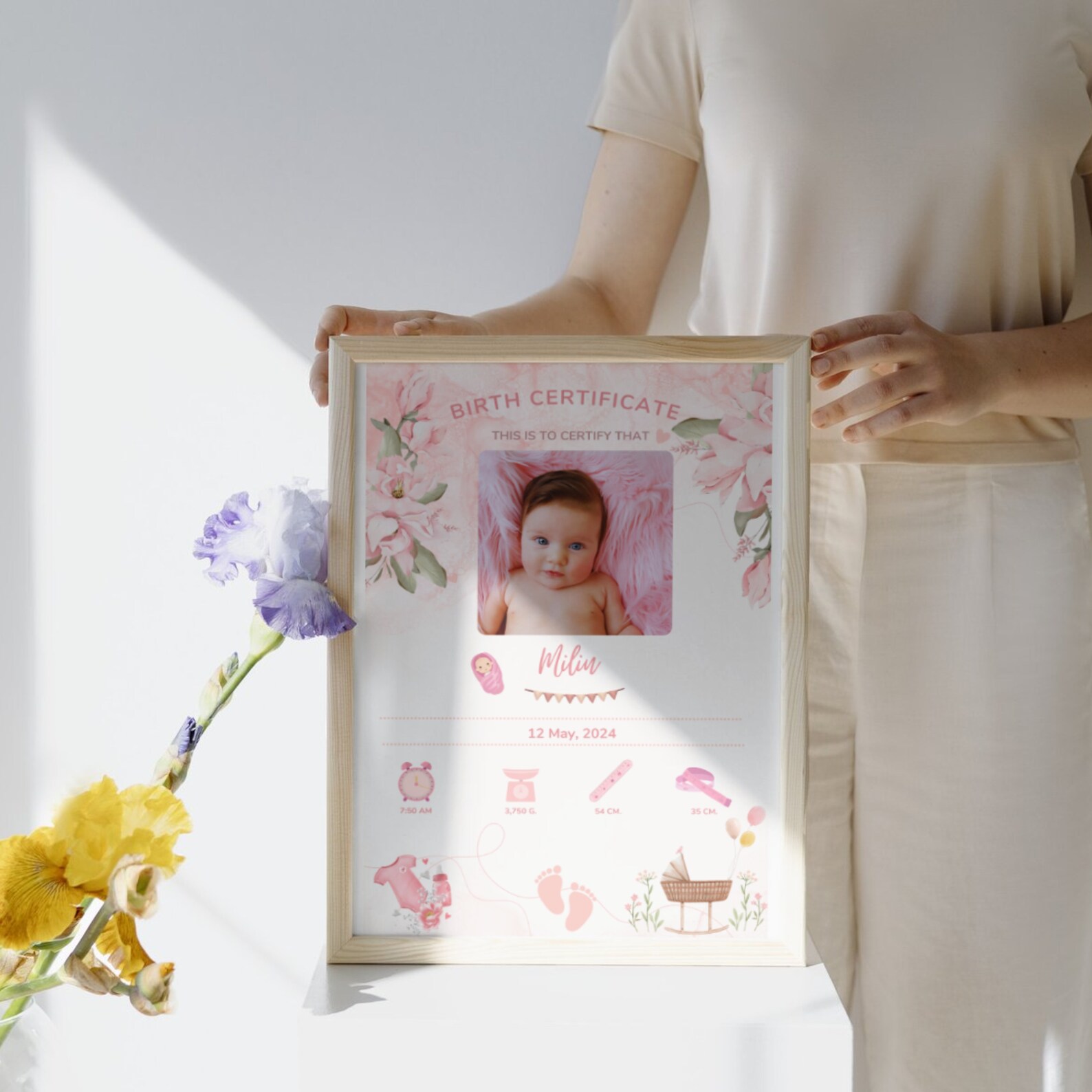 New Baby Gift, Printable Decorative Birth Stats Sign, Personalized ...